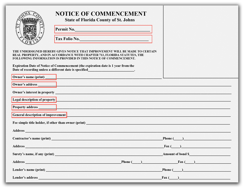 Does Florida Require a Notice of Commencement Document?